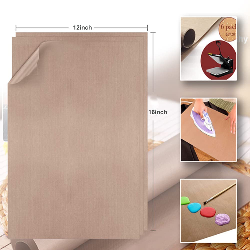 Akblaklsa 5 Pack Teflon Sheets for Baking, 12×16 Inch Reusable Baking Sheet Liners for Heat Press Transfer Sheet, Heat Resistant, Non-stick, Reusable, Cuttable, Good Choice for Heat Press and Baking