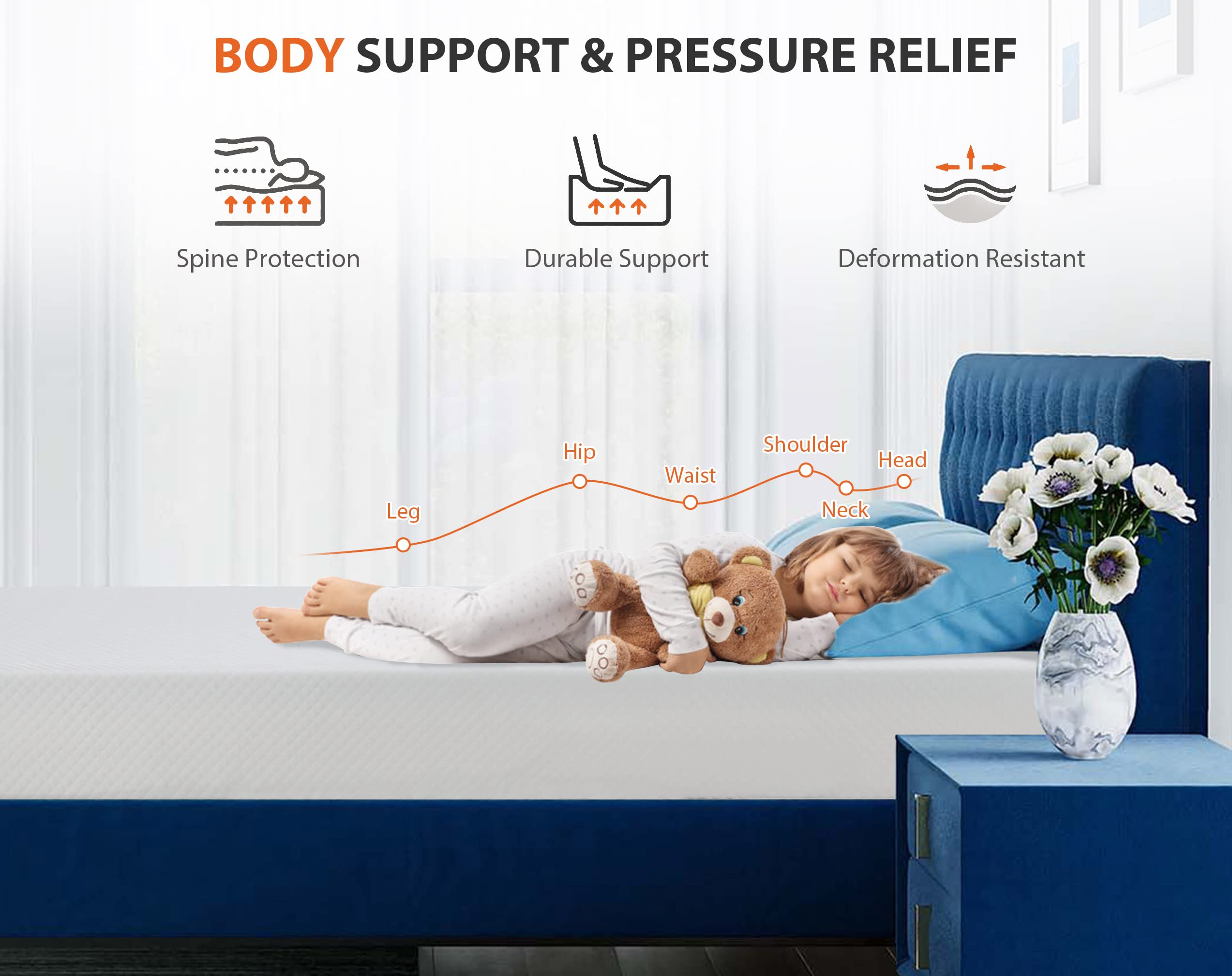 5/6/8/10/12 inch King Size Mattress with Cover, Cooling Gel Memory Foam King Mattress for a Cool Sleep & Pressure Relief, Medium Firm Mattress Pad Mattresses, Bed in a Box, CertiPUR-US Certified