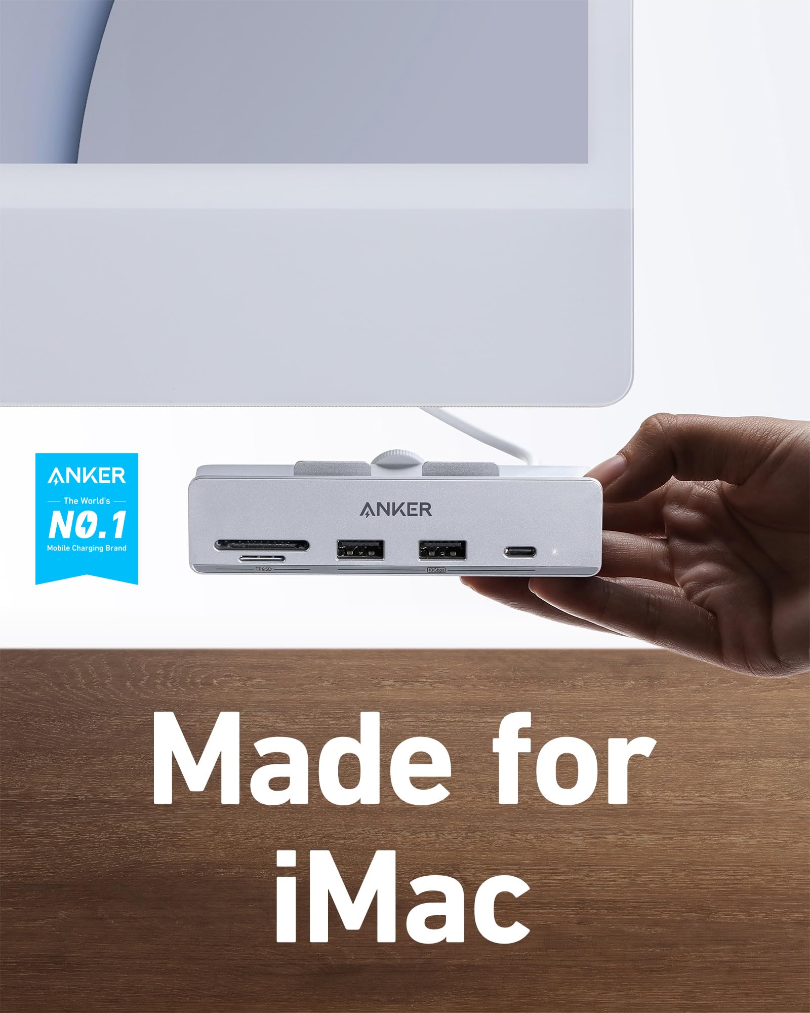 Anker 535 USB C Hub (5-in-1), with 2 USB-A 10 Gbps Data Ports, USB-C 10 Gbps Port, SD and microSD Card Reader, for iMac Pro / iMac 24 inch 2021 / iMac 27 inch / 21.5 inch