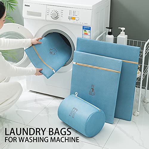 CHYUANX 6 Pack Mesh Laundry Bags for Delicates - Upgrade Thicken Lingerie Bags For Laundry With Premium Zipper,Anti-Deformation Reusable Laundry Bags Mesh Wash Bags For Washing Machine With Exquisite Embroidery Small Patterns for Overcoat , Bra, Stocking