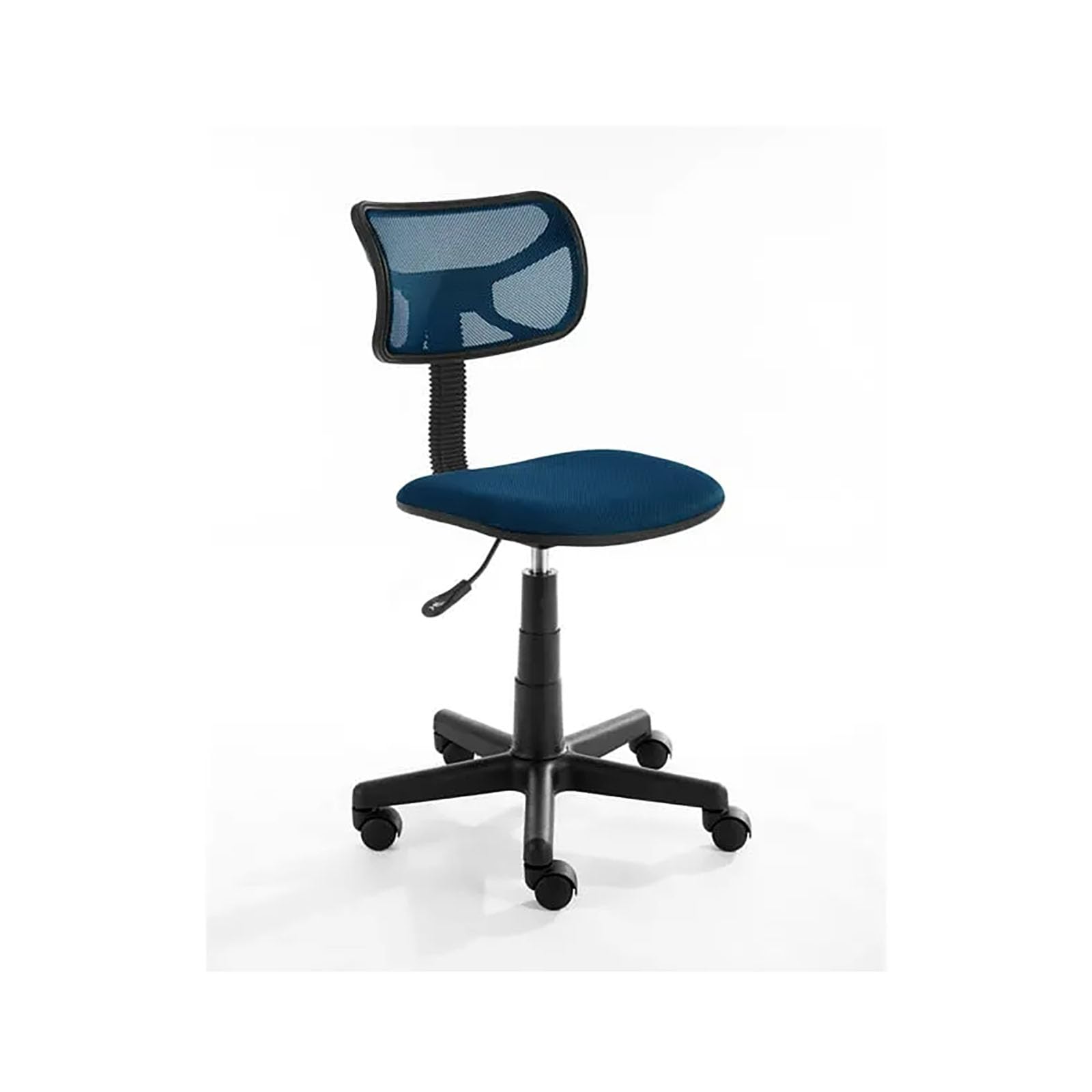 Armless Desk Chairs, Chair No Arms, Adjustable Rolling Mesh Task Work Swivel Chairs with Wheels Work Vanity Chair for Small Spaces Home Bedroom Study, Navy Blue