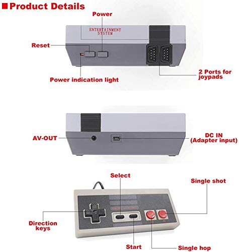 Classic Video Retro Game Console, Classic Mini Console -Built-in with 620 Classic Retro Games Dual Players Mode Console Kids, Adult, Children Gift, Valentine/Birthday Gift