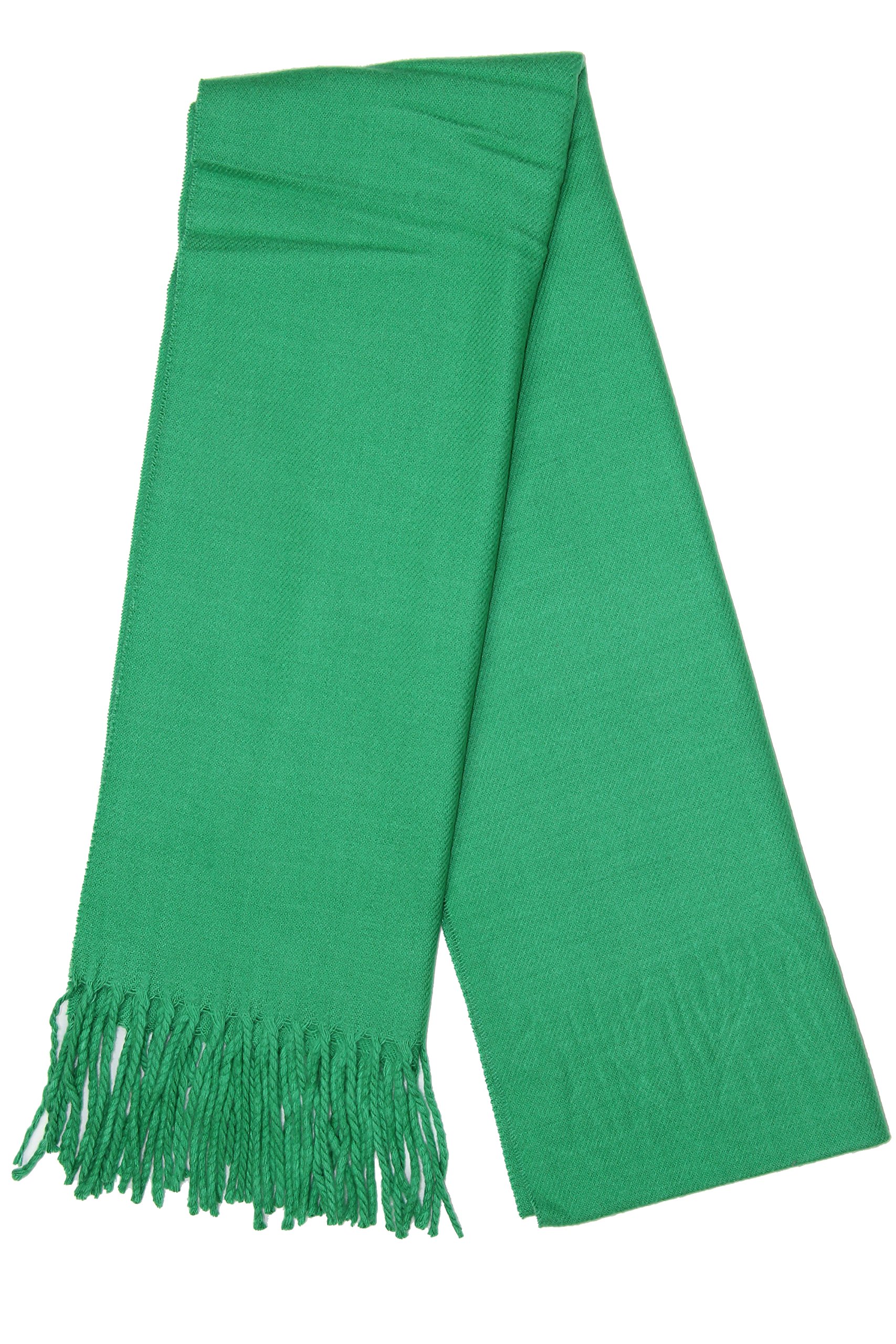 Achillea Solid Color Cashmere Feel Winter Scarf Unisex Soft & Warm Plain Scarf (Kelly Green)