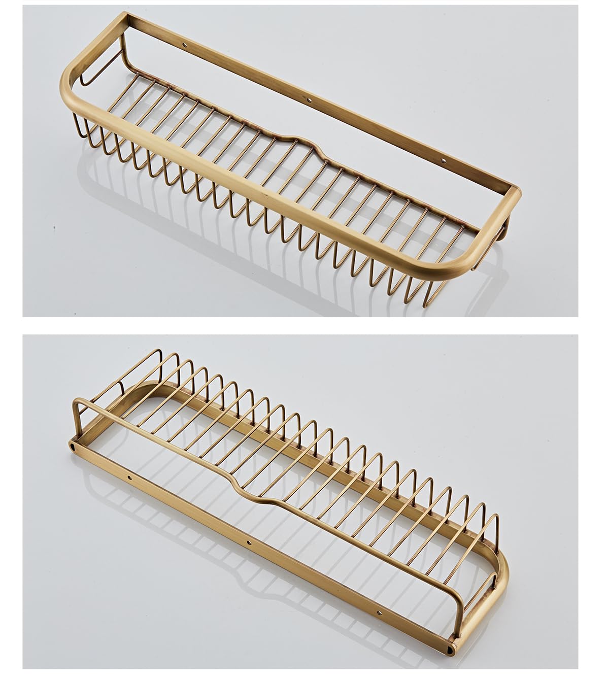 Antique Brass Bathroom Shelf Shower Organizer Caddy Wall Mounted Shampoo Holder Basket
