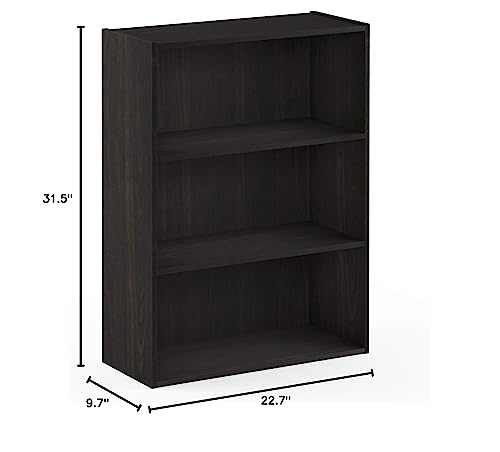 Furinno Pasir 3-Tier Open Shelf Bookcase, Espresso