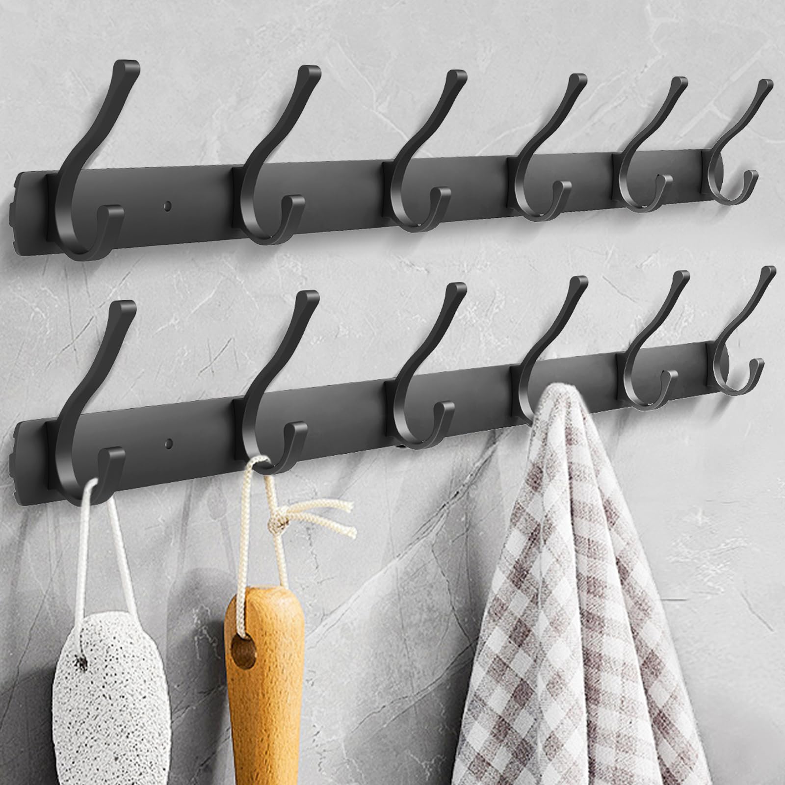 BLNYPOR Coat Rack Wall Mount - Wall Hooks, Coat Rack Wall Mount, Hooks for Hanging, Coat Hooks Wall Mount with Five Heavy Duty Tri Hooks for Bathroom, Bedroom, Entryway