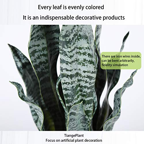 Artificial Snake Plant Faux Sansevieria 26 Inch for Indoor Outdoor Feaux Plants in Pot for Home Office Decoration Perfect Housewarming Gift