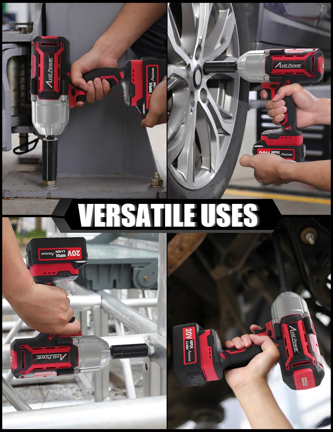 AVID POWER Brushless High Torque 1/2" Impact Wrench w/Max Torque 738ft-lbs (1000N.m), 20V Cordless Impact Gun w/ 4.0A Li-ion Battery, 4 Pcs Impact Sockets, Fast Charger