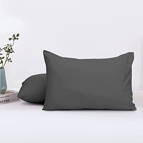 Hriksh Travel Pillow Case 12x18 Size Pack of 2 Pieces 100% Egyptian Cotton Envelope Closure 500 Thread Count Toddler Pillowcase Fits Up to 12x18, 12x16 or 11x15 (Dark Grey)