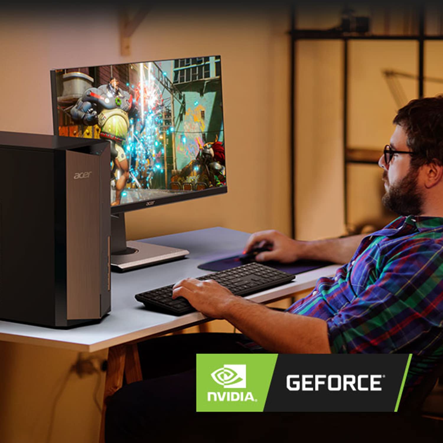 Acer Aspire TC-1760-UA93 Desktop | Intel Core i7-12700F 12-Core | NVIDIA GeForce GTX 1660 Super & 21.5 Inch Full HD (1920 x 1080) IPS Ultra-Thin Zero Frame Computer Monitor