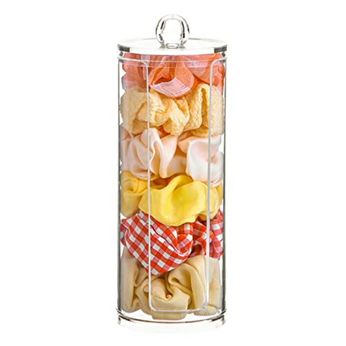 Clear Scrunchie Holder Stand Acrylic Transparent Hair Tie Holder Display Organizer with Lid Portable Hair Accessories Storage Rack for Women Girls