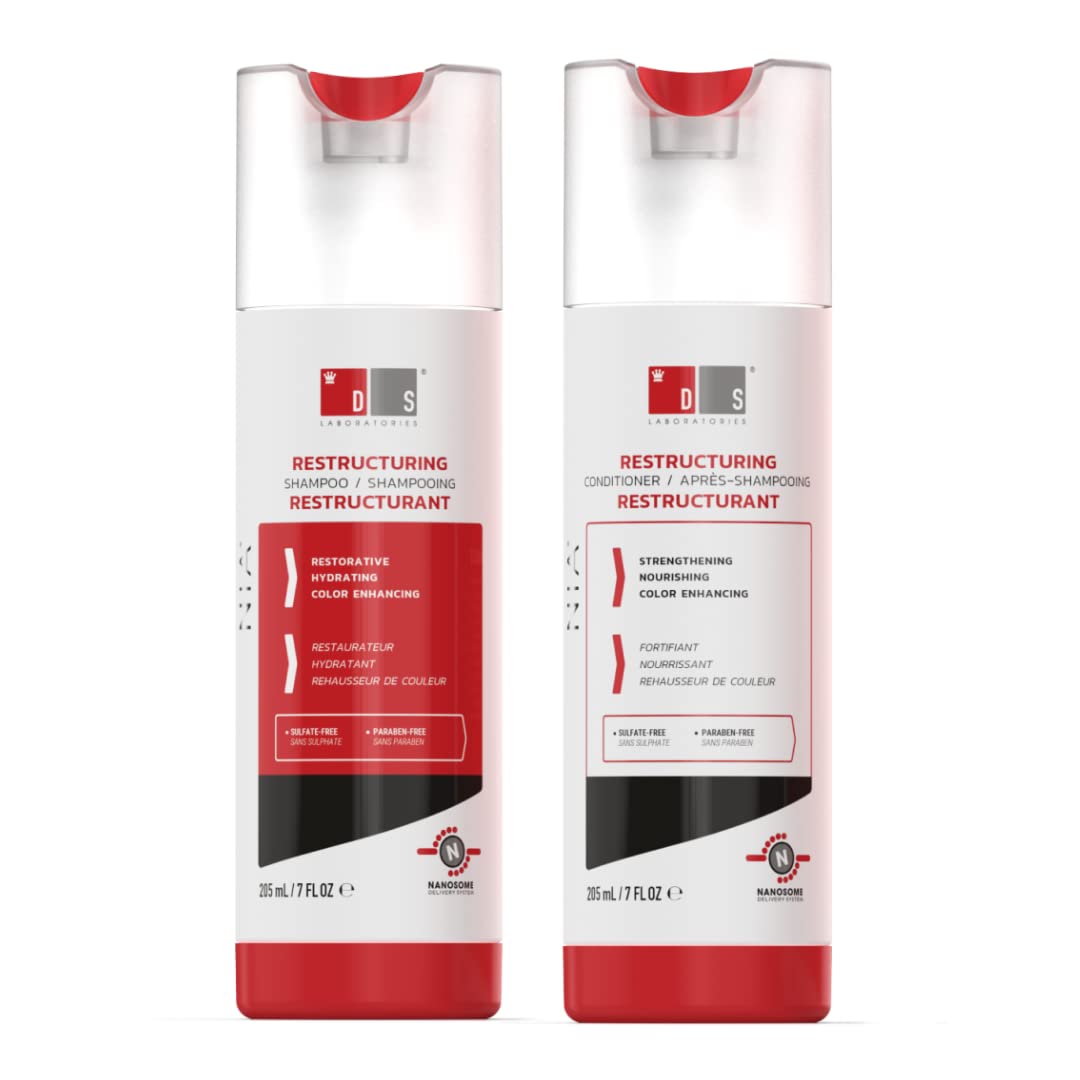 NIA Shampoo and Conditioner Bundle for Damaged Hair by DS Laboratories - Hair Repair Shampoo and Conditioner, Split End Repair, Frizz Control, Hair Strengthening, Reduce Breakage (205ml)