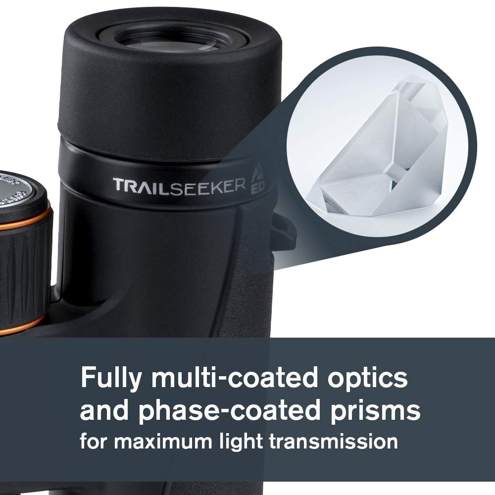 Celestron TrailSeeker 8x42 ED Binoculars - Compact Birdwatching Binoculars with ED Objective Lenses, Broadband Multi-Coated Optics, BaK4 Roof Prism