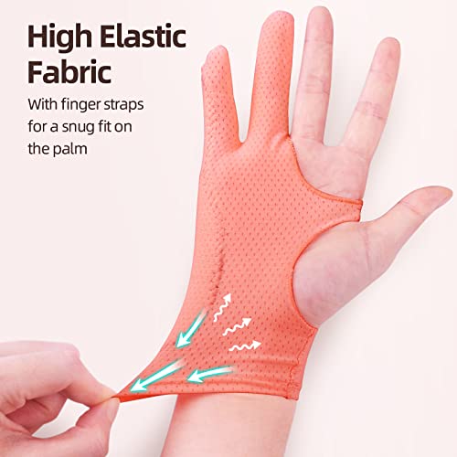 Artist Drawing Glove for Women [2 Pack Pink] 3-Layer Palm Rejection Right/Left Hand Digital Graphic Tablet iPad Art Gloves Two Finger Smooth Elasticity Breathable for Sketching Painting