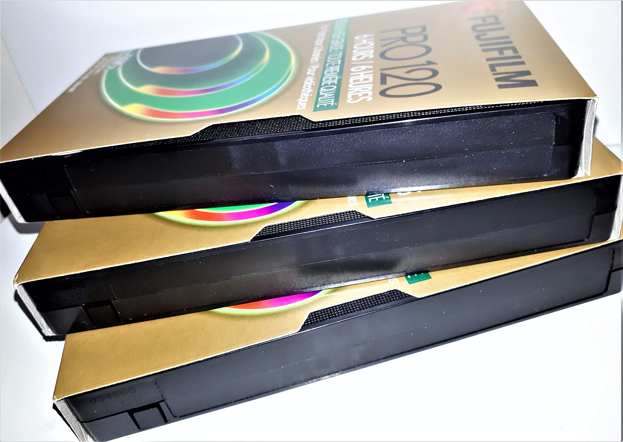 Fuji PRO T-120 High-Grade Recordable VHS Cassette Tapes (3 Pack)