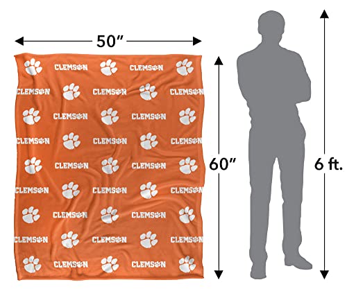 Clemson University Blanket, 50"X60" Logo Pattern,Silky Touch Sherpa Back Super Soft Throw Blanket