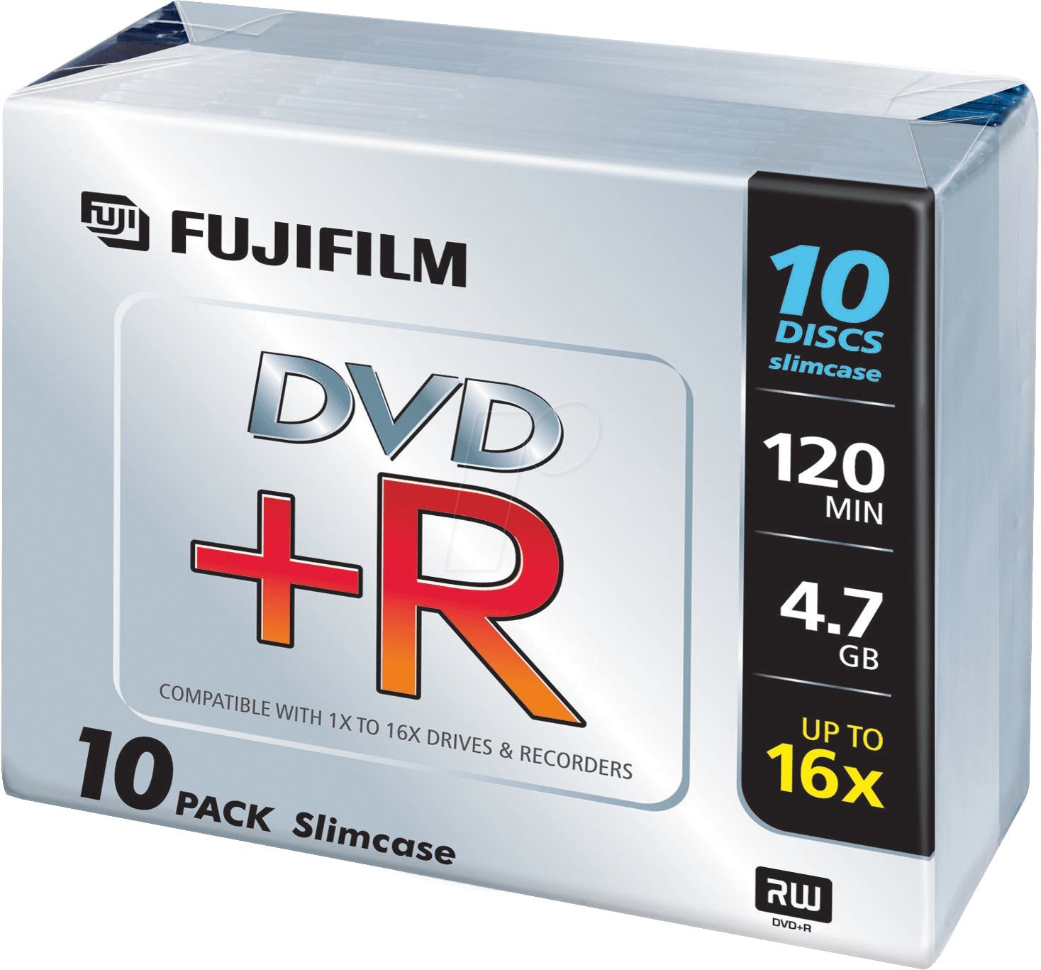 Fujifilm 10 x DVD+R - 4.7 GB (120 Min.) 16x - Slim Jewel Case