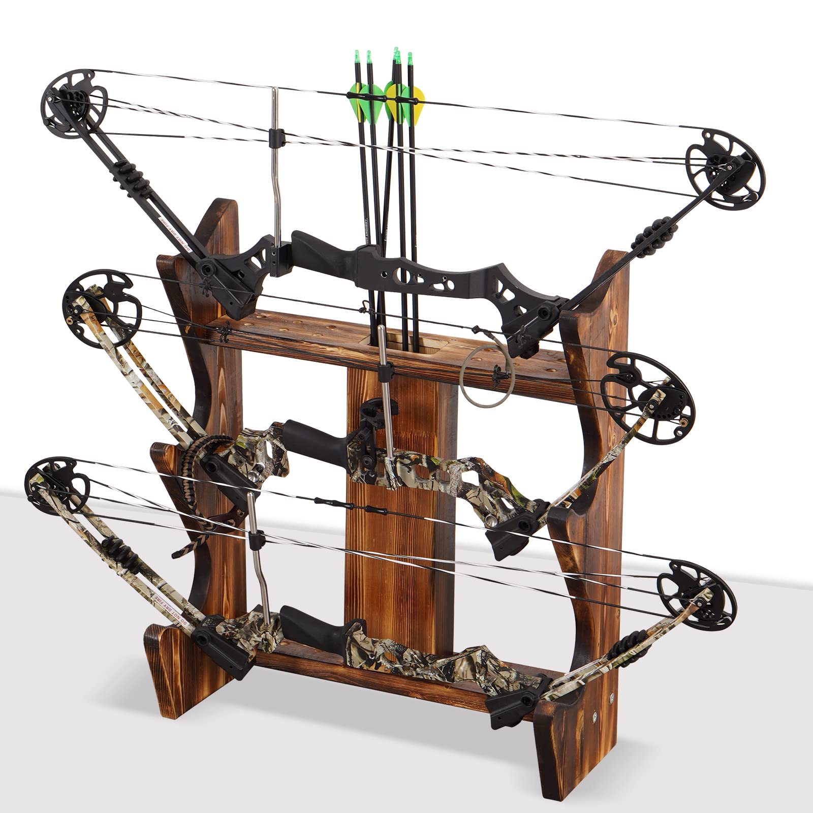 Aimdorarchery Bow Stand Archery Bow Shelf-for All Archery Bows Multi-Function Bow Stand Can Hold 3 Bows and 24 Arrows Fit for Archery Hall、Indoor and Outdoor Practice、Backyard Archery