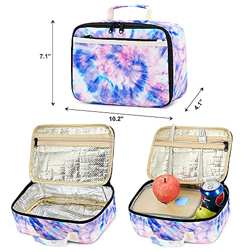 CAMTOP Backpack for Girls Kids School Backpack with Lunch Box Preschool Kindergarten BookBag Set (Tie-Dye blue purple)