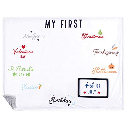 Hudson Baby Unisex Baby Plush Holiday and Milestone Blanket, Holiday, One Size