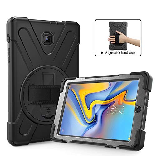 KIQ Shield Series for Samsung Galaxy Tab A 8.0 Case 2018, Shockproof 360 Rotatable W/Kickstand Hand Strap Shoulder Cover for Galaxy Tab SMT387v Tab A Verizon Case 8.0 (Black)