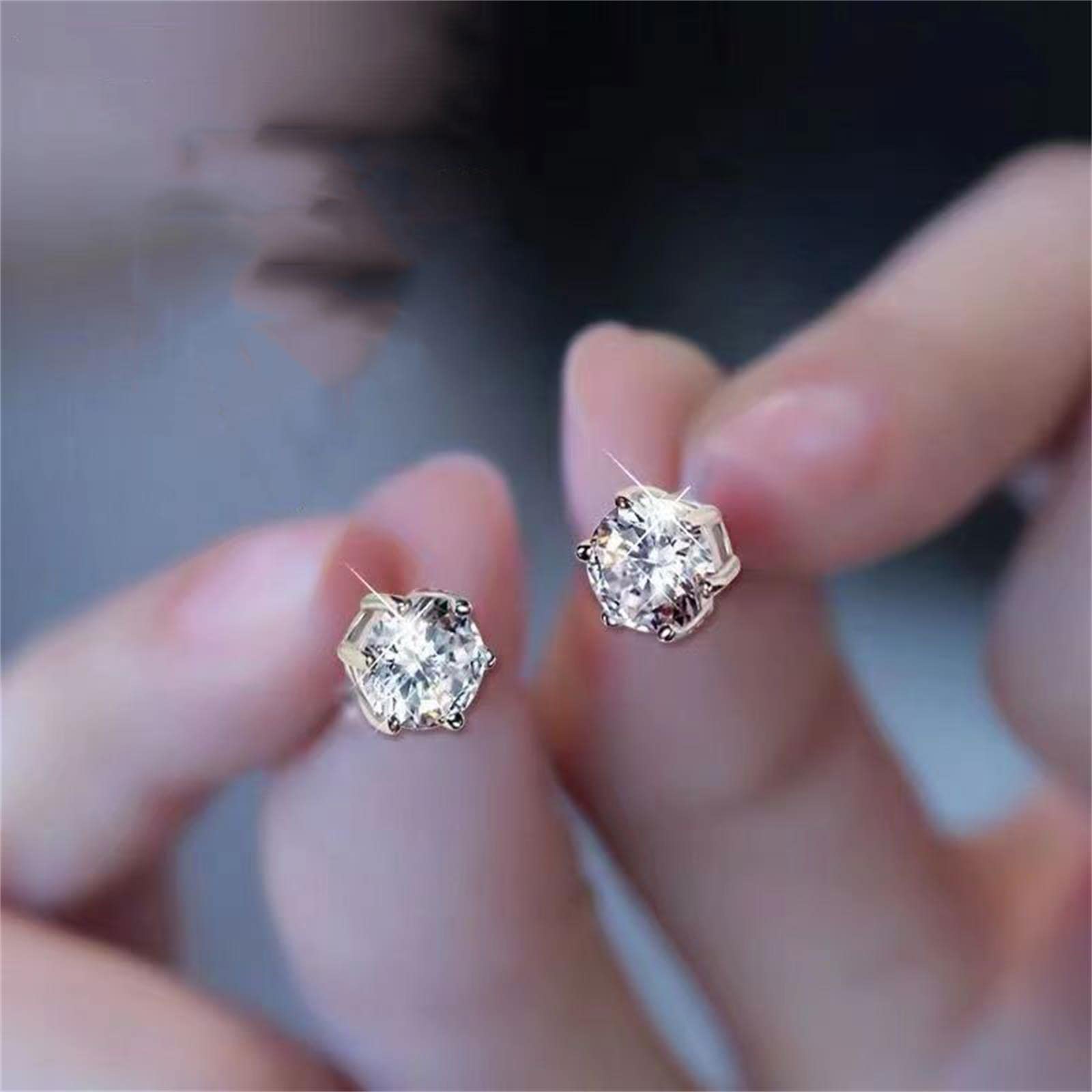 6 Pairs Diamond Earrings for Women Small Diamond Stud Earrings Silver Cubic Zirconia Earring Set Hypoallergenic Diamond Earings 3-8mm