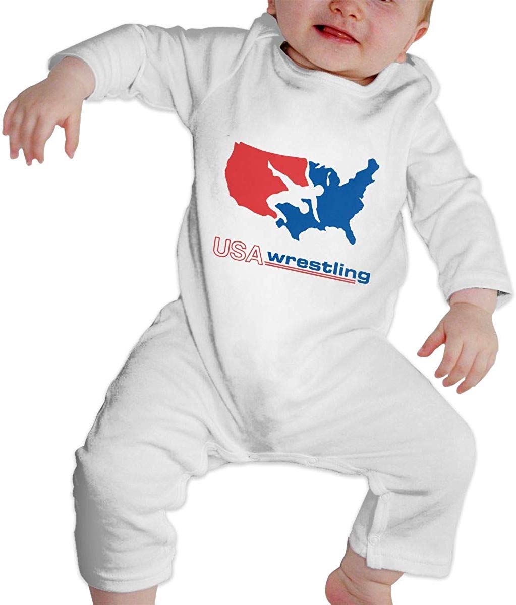 National Wrestling - Baby Footie Romper Long Sleeve Bodysuit Jumpsuit Outfits White
