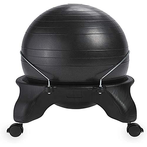 Gaiam Classic Backless Balance Ball Chair – Exercise Stability Yoga Ball Premium Ergonomic Chair for Home and Office Desk with Air Pump, Exercise Guide and Satisfaction Guarantee, Charcoal