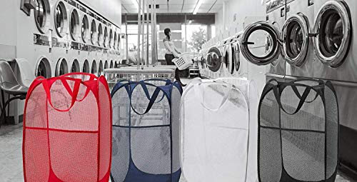 SunCaptor Mesh Popup Laundry Hamper - Portable, Durable Handles, Collapsible for Storage and Easy to Open. Folding Pop-Up Clothes Hampers are Great for The Kids Room, College Dorm or Travel. (Black)
