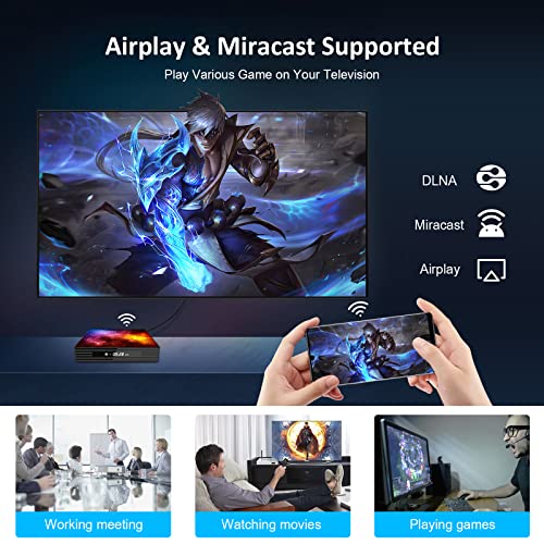 Android TV Box 4GB RAM 128GB ROM Upgraded W2 Mali-G31 2.4G/5G Dual WiFi Bluetooth 4.2,Media Player Support 3D 4K UHD Videos Android 12.0 USB 2.0 with Wireless Backlit Mini Keyboard