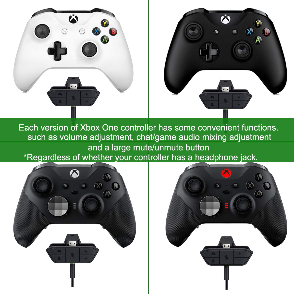 Cenxaki Stereo Headset Adapter for Xbox One, Game Audio Mic Headphone Converter – Black by