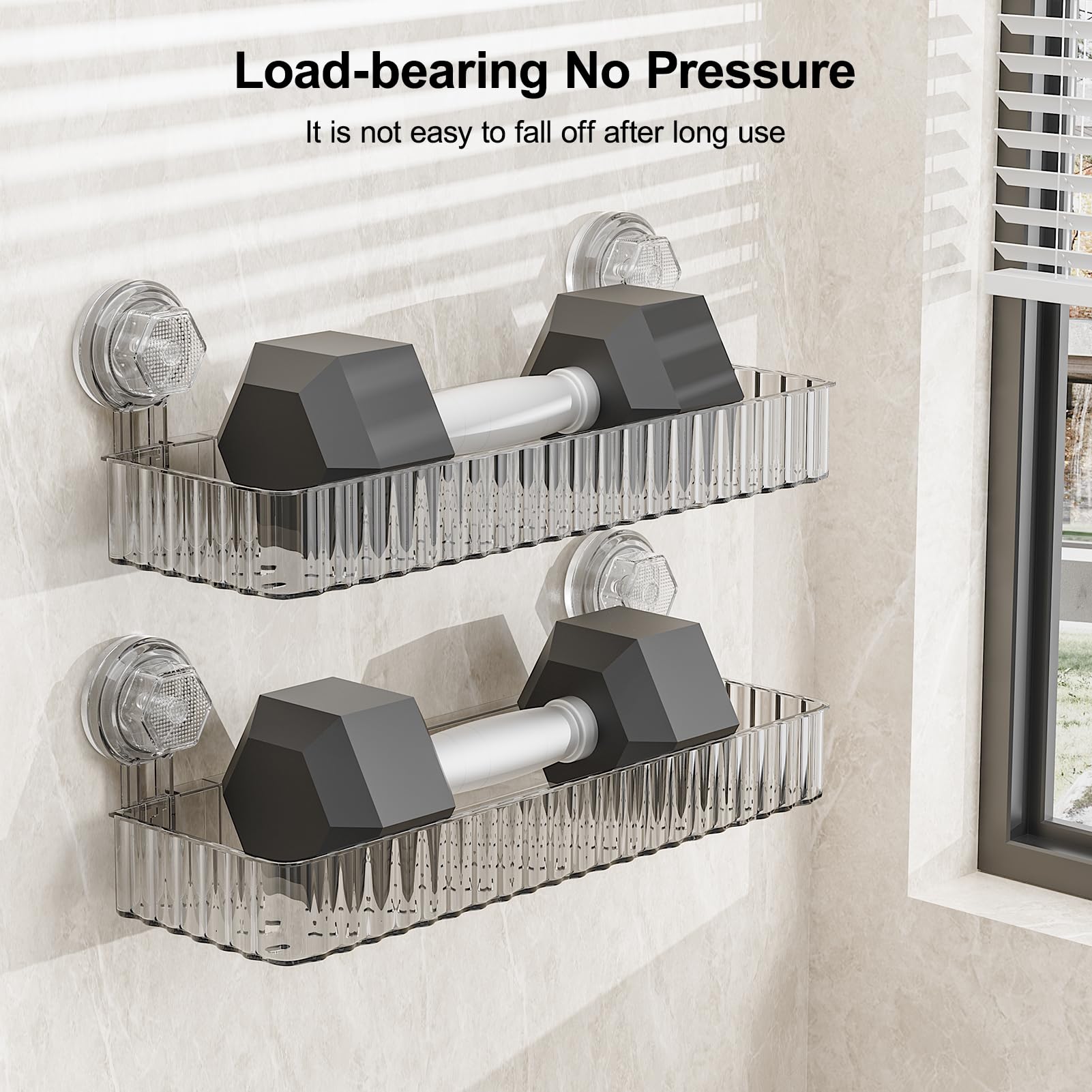 Ankoox Shower Caddy Suction Cup Bathroom Shower Organizer for Bathroom Storage Home Decor & Kitchen No Drilling Large Capacity Removable and Reusable Shower Shelves for Inside Shower. (clear, square)