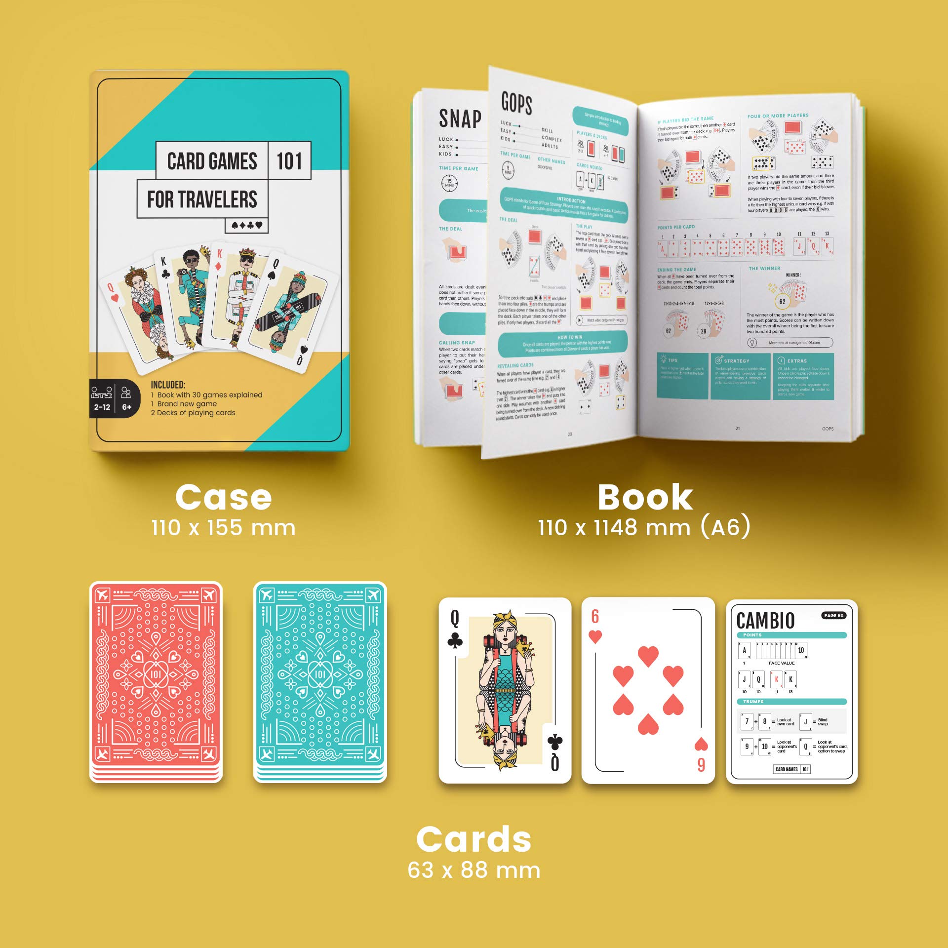 Card Games Set – 30 Fun Classic Games + 2 Custom Decks – Gift for Families, Kids, and Travelers – Ideal for Family Time & Road Trips