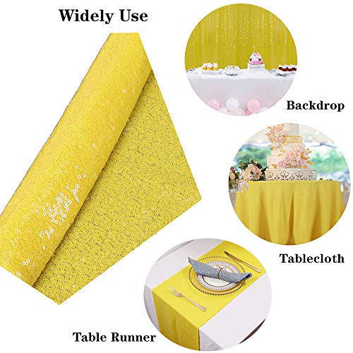 Sequin Fabric Glitter Fabric 3mm 1 Yard Sequin Fabric by The Yard Sparkly Fabric Little Mermaid Fabric Outdoor Glitter Fabric Sequence Material for Dress Clothing Wedding Home Dec (1 Yard, Yellow)