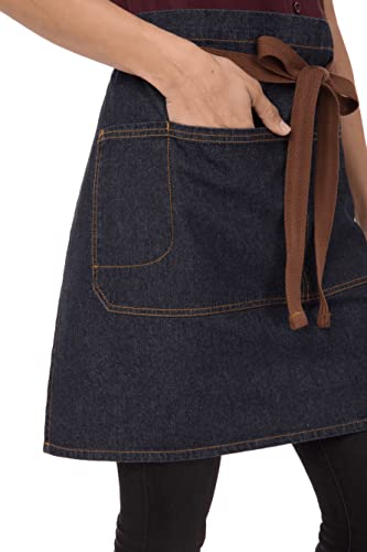 Chef Works Unisex Memphis Half Bistro Apron, Indigo Blue, One Size