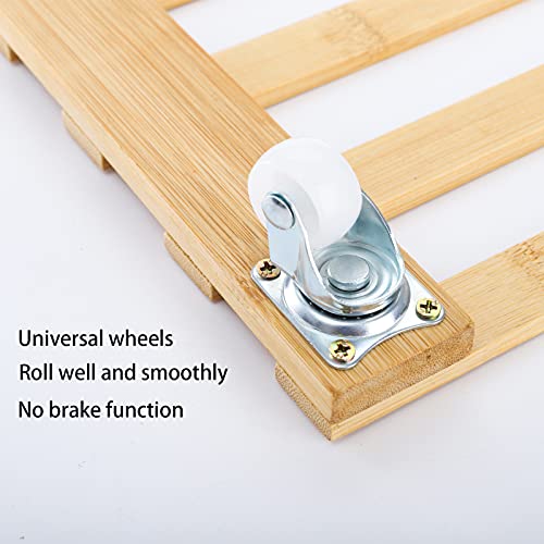 Cedilis 3 Pack Plant Caddy, Bamboo Plant Stand with Rolling Wheels, Mobile Flower Pot Mover Roller, Heavy Duty Plant Pot Pallet Dolly Caster for Patio Outdoor, Holds up to 100 Lbs, 12 Inch Square