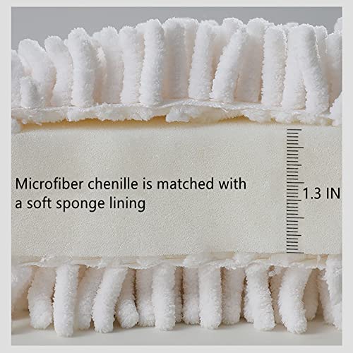 Ivymei 2 Pack Chenille Hand Towels,Kitchen Hand Towels with Loop,Hanging Hand Towels for Bathroom,Soft Absorbent Hand Bath Towels(2 Grey)