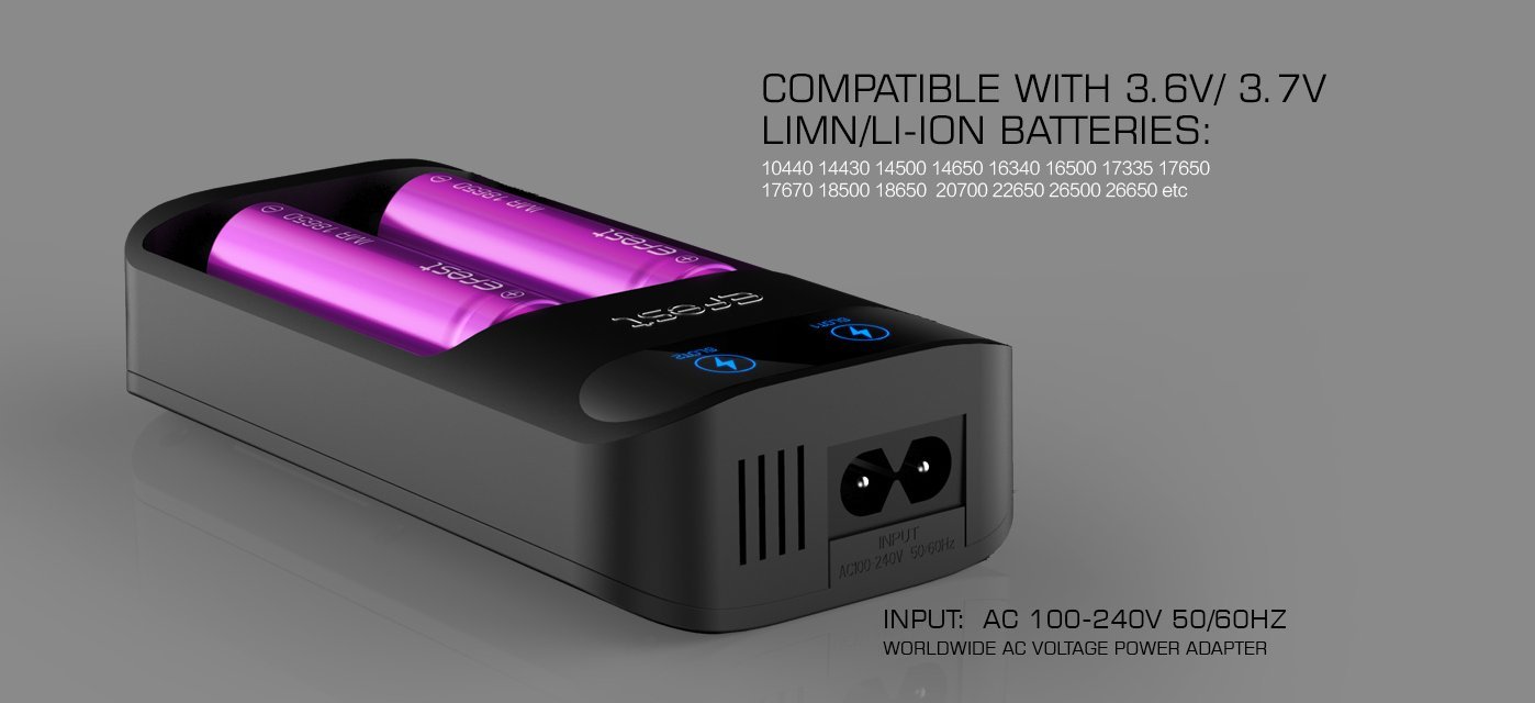 Efest LUSH Q2 Intelligent LED Battery Charger Compatible with Lithium IMR 3.6V and 3.7V Batteries