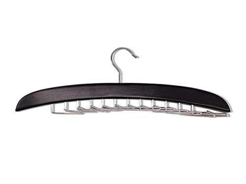 SunTrade Wooden Tie Hanger,24 Tie Organizer Rack Hanger Holder Hook (Black, 24 Hooks)