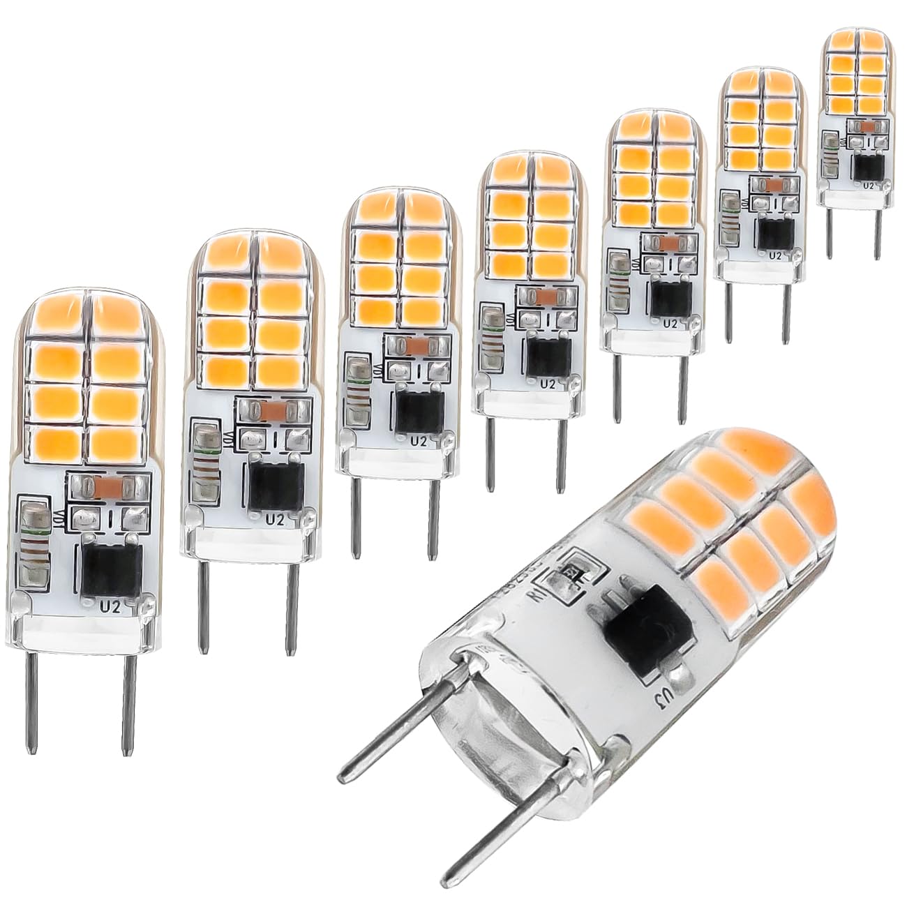 KAKEMONO G8 Led Bulb Warm White 2700K, 25W Halogen Equivalent, 3W G8 Base for Under Counter, Under Cabinet Light and Puck Light, Non-dimmable, Pack of 8