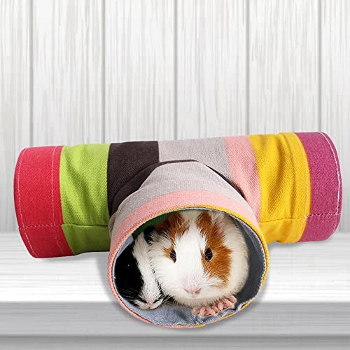 CHDHALTD Rainbow Play Tunnel, Small Pet Rainbow Mini Hedgehog Play Tunnels House Cave for Small Animals Rat Mouse Cages(Four-Way)