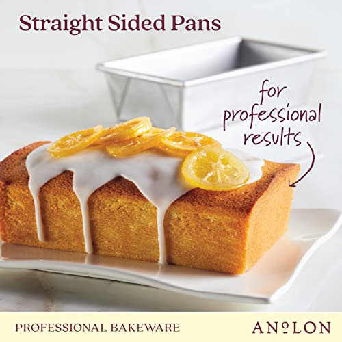 Anolon Pro-Bake Aluminized Steel Bakeware Set, Includes Cookie Pans, Loaf and Pizza Pan, 4 Piece - Silver