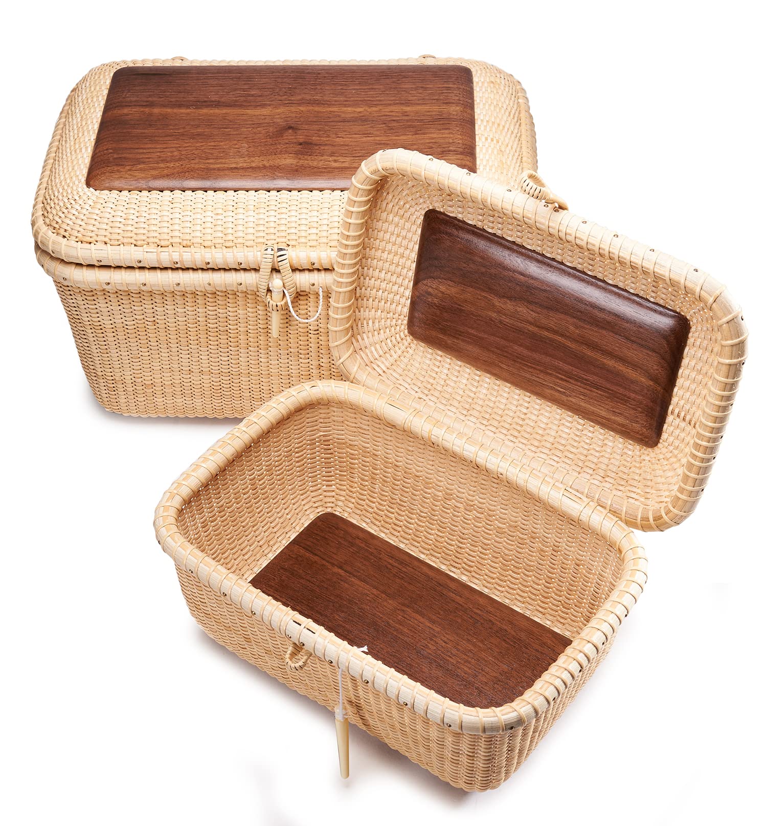 Teng Jin Decorative with Lid Handmade Nantucket basket A gorgeous little jewelry box Cane staves finely-woven home-storage-baskets-and-containers Arts,Luxury Container