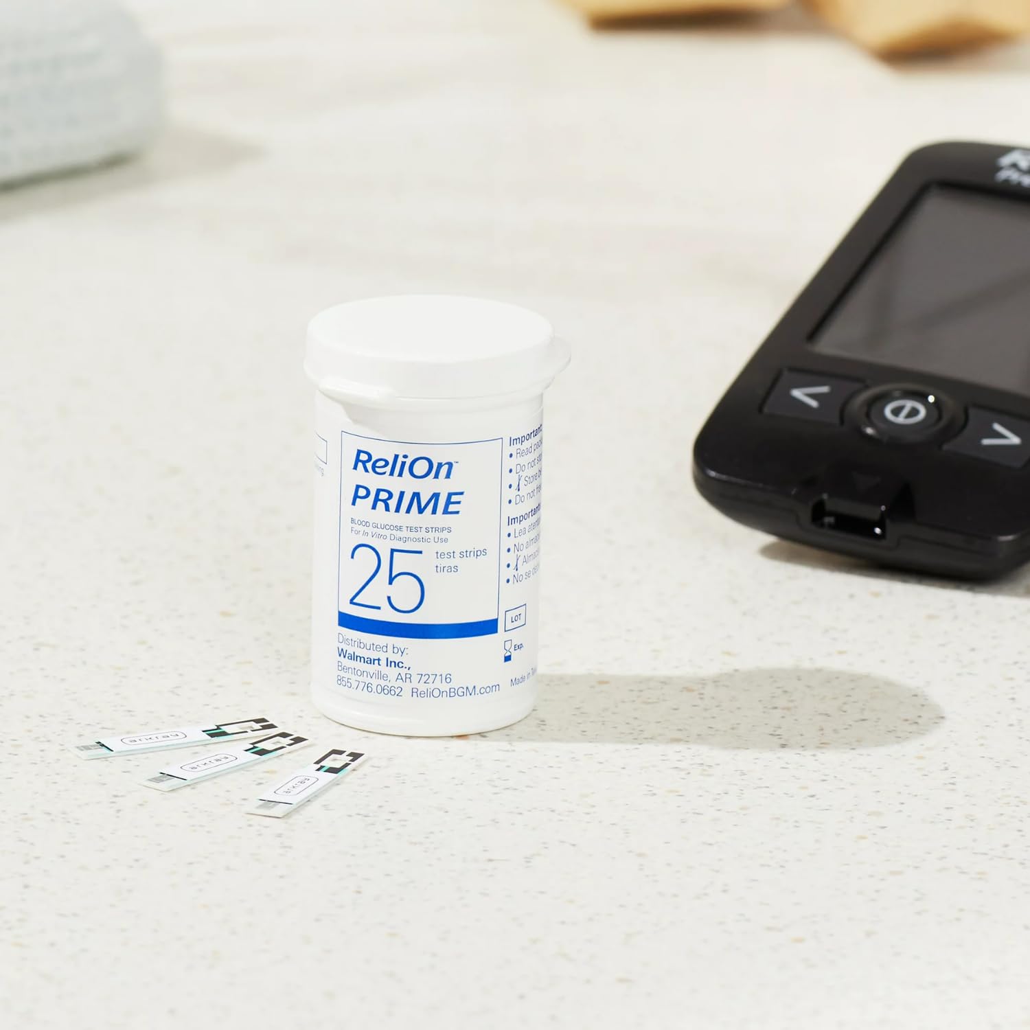 ReliOn Prime Blood Glucose Test Strips Diabetes, 25 Count