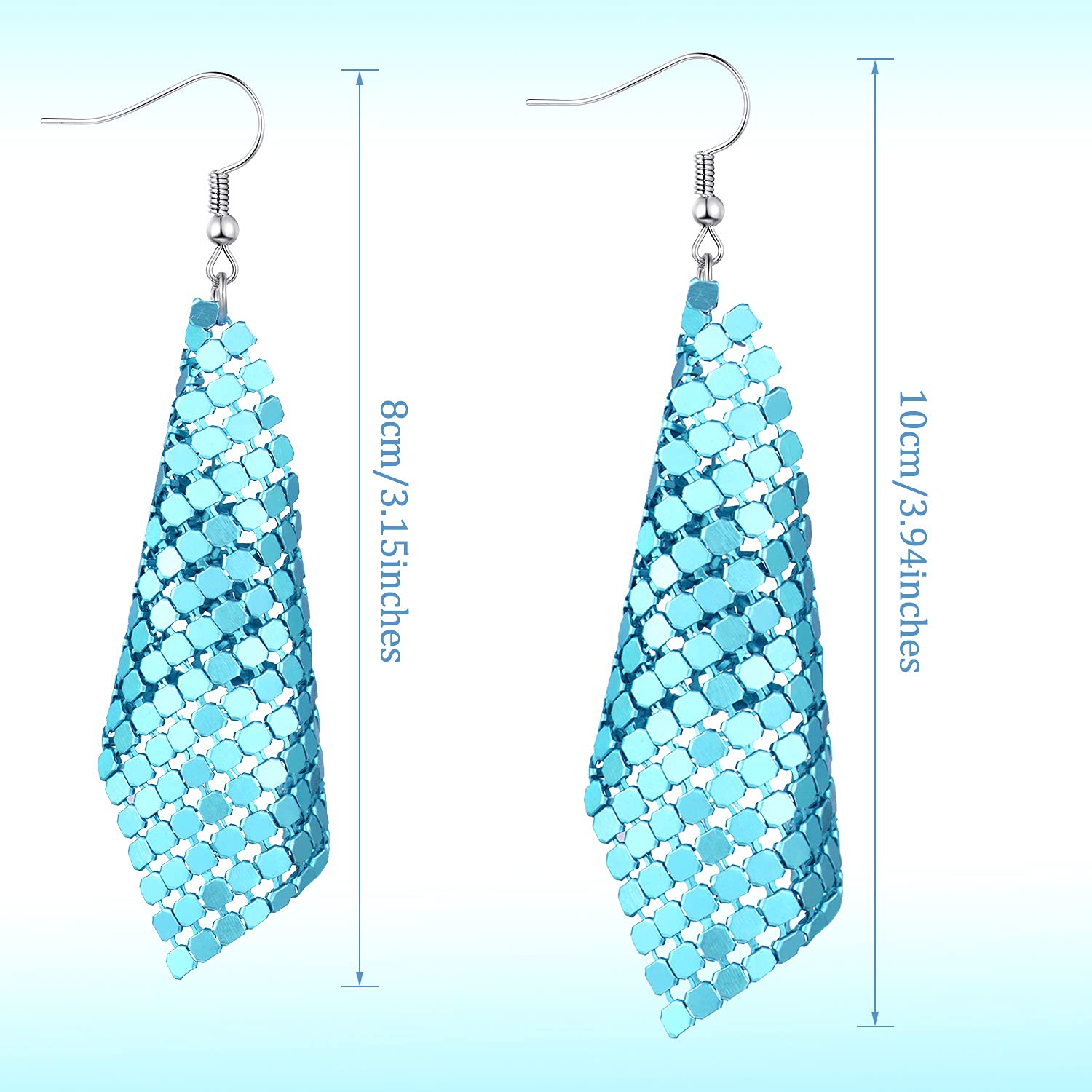 6 Pairs Sequin Dangle Earrings Mesh Grid Tassel Drop Earrings Colorful Sequin Earrings for Women (Extra Large, Simple Style)