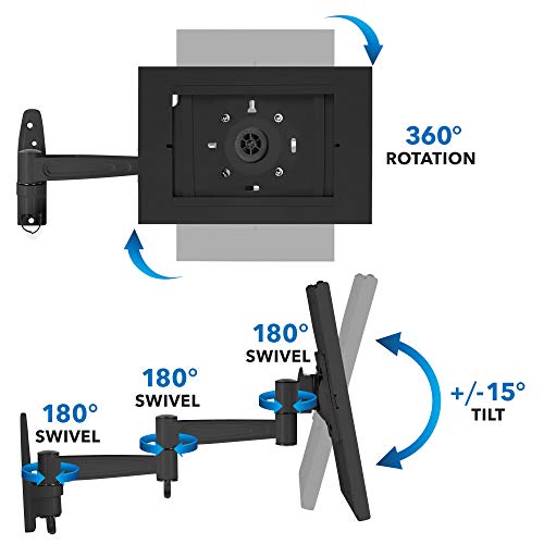 Mount-It! Swing Arm Wall Mount for iPad, iPad Pro, iPad Air, Samsung Tab A | Articulating iPad 10.2 Locking Kiosk | Secure Tablet Wall Mount Compatible With 10.2 and 10.5" Tablets (MI-3774B_G7), Black