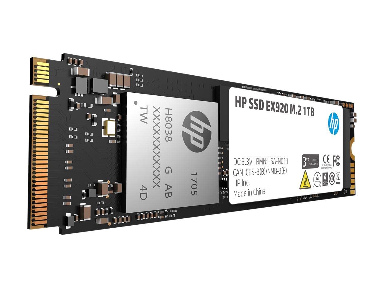 HP EX920 M.2 1TB PCIe 3.1 X4 Nvme 3D TLC NAND Internal Solid State Drive (SSD) Max 3200 Mbps 2Yy47Aa#ABC