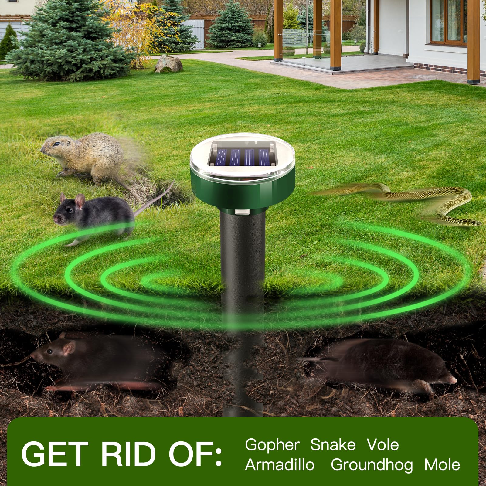 6 PK Mole Upgrade Solar Repellent for Lawns Gopher Repellent Ultrasonic Powered Mole Repellent Deterrent Snake Repeller Mole Repellent Outdoor Lawns Yard Garden