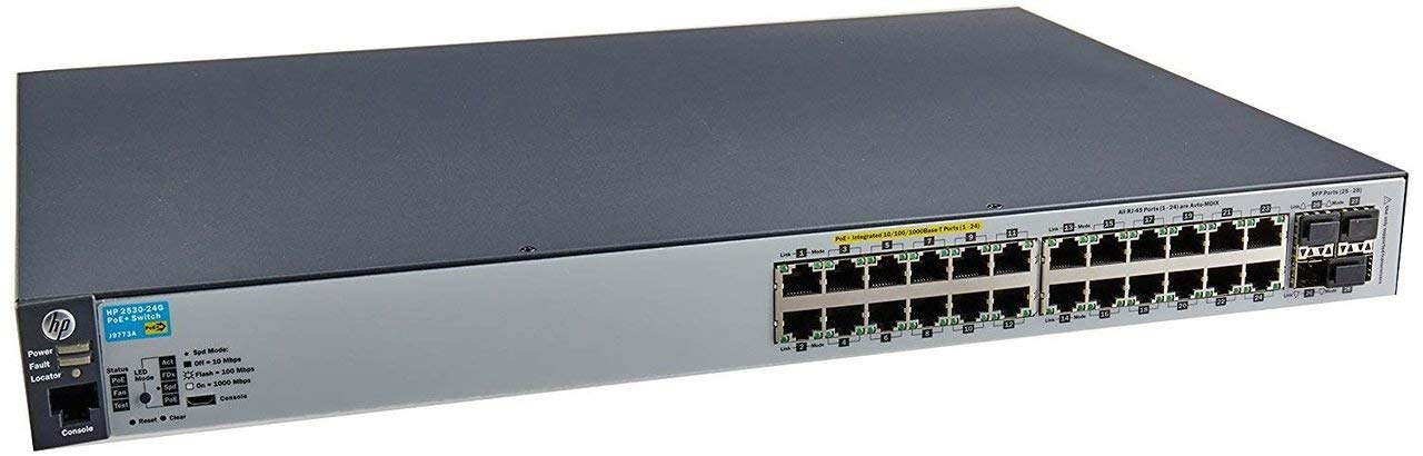 HP J9773A E 2530-24G-PoE+ Switch - Switch - Managed - 24 x 10/100/1000 (PoE+) + 4 x Gigabit SFP - Desktop, Rack-mountable, Wall-mountable - PoE+