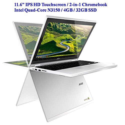 Acer Newest R11 11.6" Convertible 2-in-1 HD IPS Touchscreen Chromebook - Intel Quad-Core Celeron N3150 1.6GHz, 4GB RAM, 32GB SSD, 802.11AC, Bluetooth, HD Webcam, HDMI, USB 3.0, 10-Hour Battery